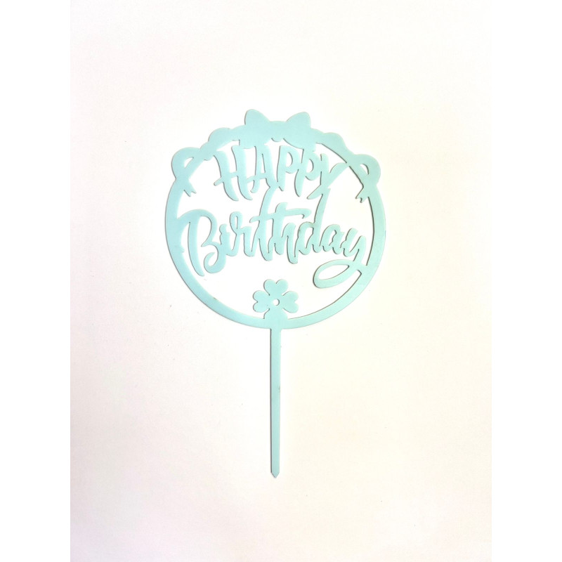 Happy Birthday Blue round topper